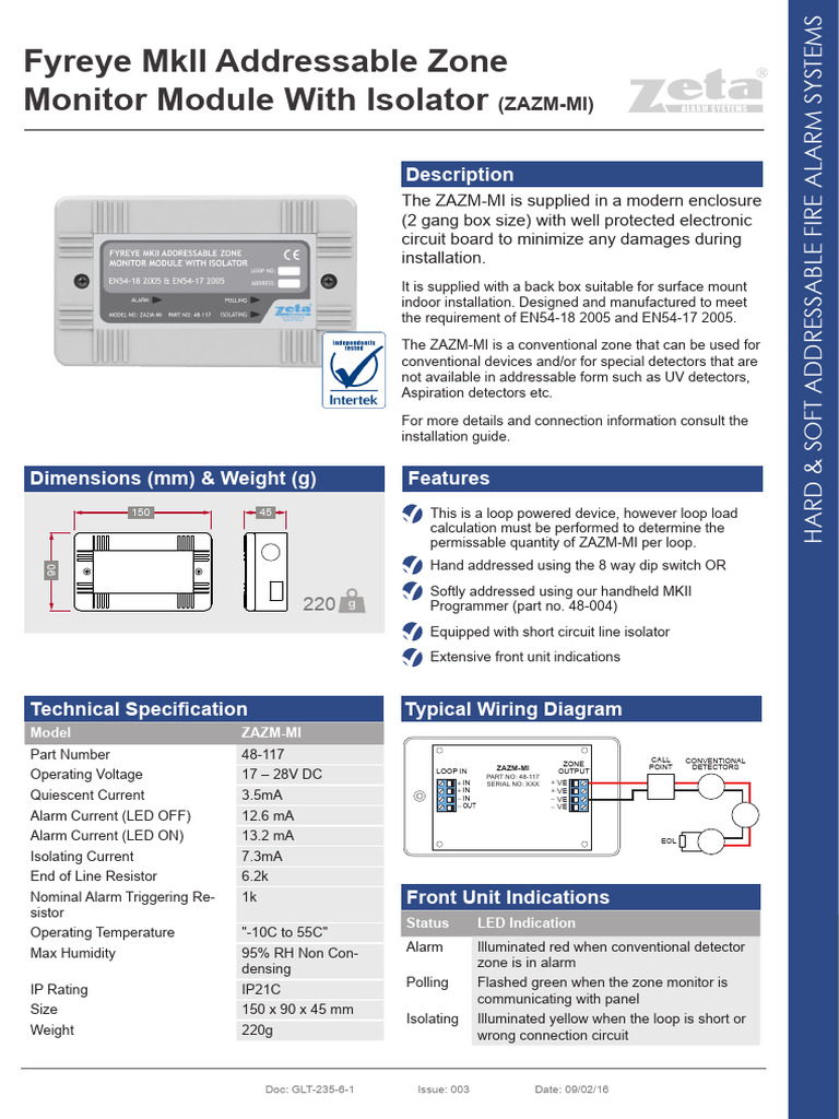 MKII Zone Monitor Module | PDF | Light Emitting Diode | Electric Power