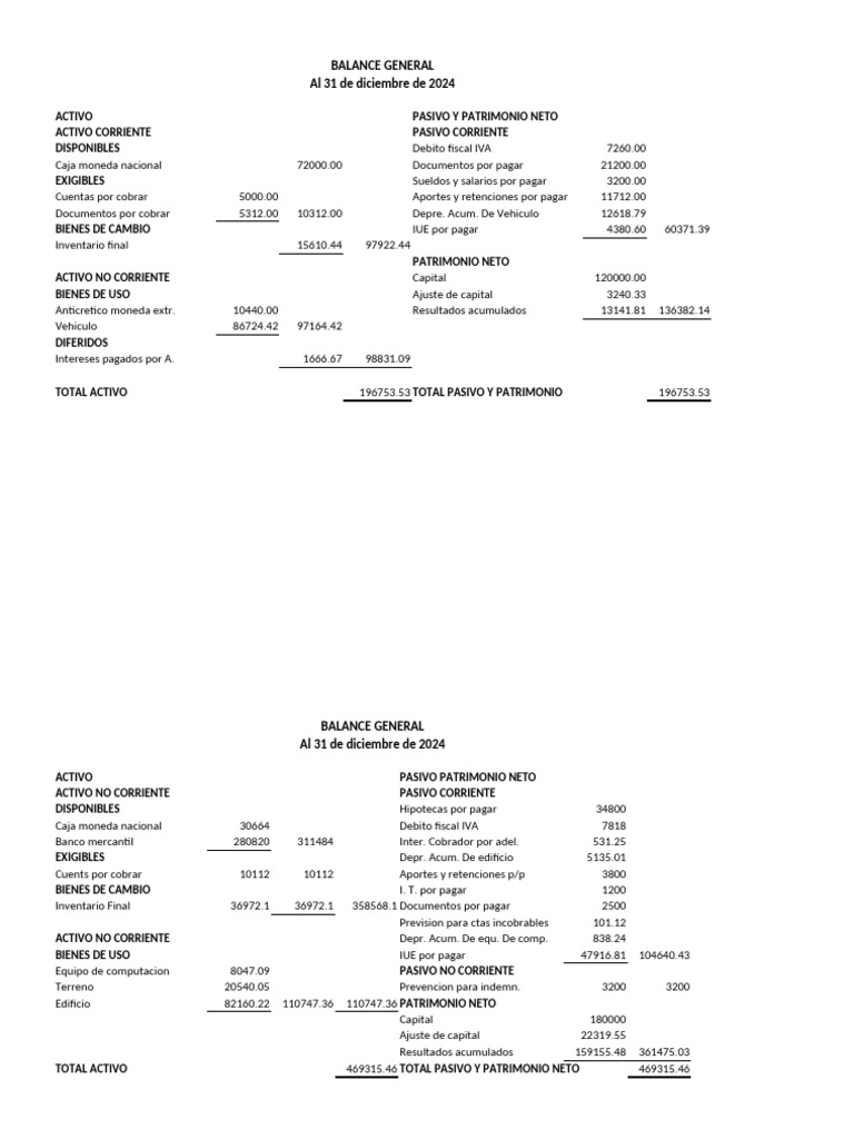 Balance General en Forma de Cuenta | PDF | Hoja de balance | Business