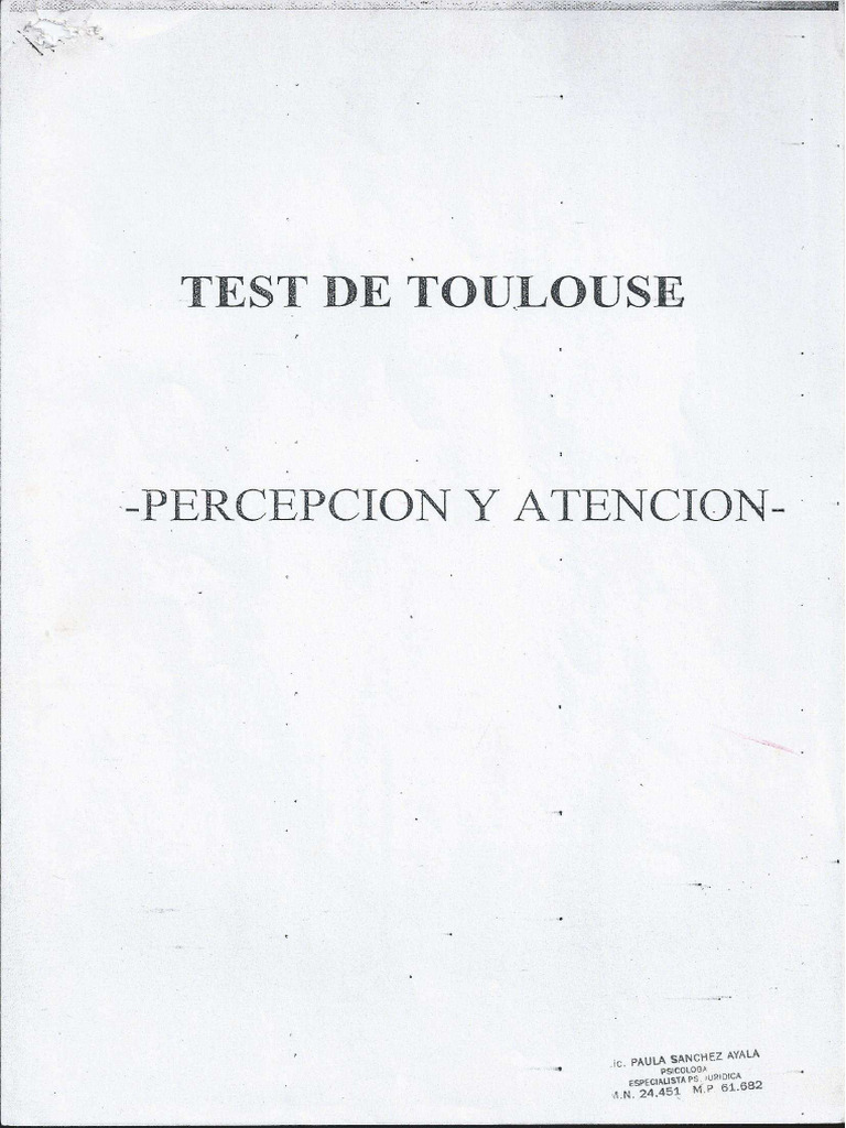 Toulouse Pieron Con Baremo Argentino | PDF