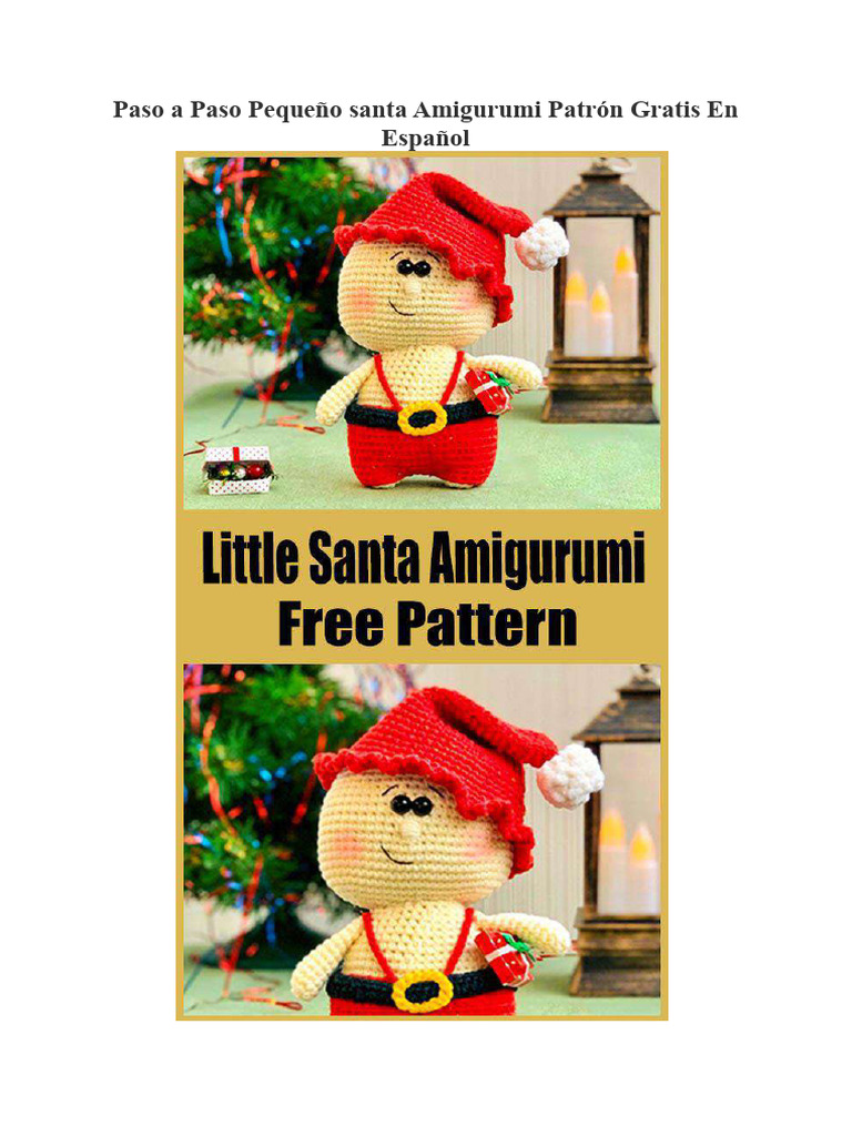 Paso a Paso Pequeno Santa PDF Amigurumi Patron Gratis | PDF | Textiles | Costura