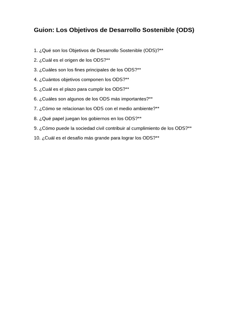 Guion - Ods - 1 Trimestre | PDF | Crecimiento personal y profesional | Ciencias sociales