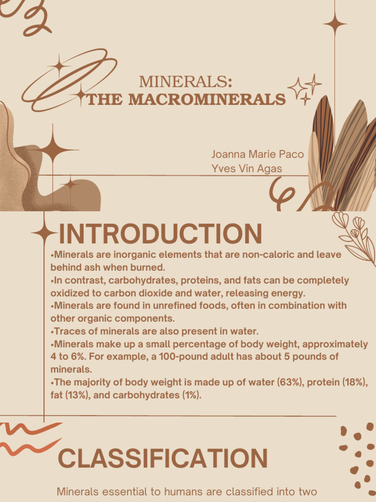 Essential Macrominerals Overview | PDF | Digestion | Calcium