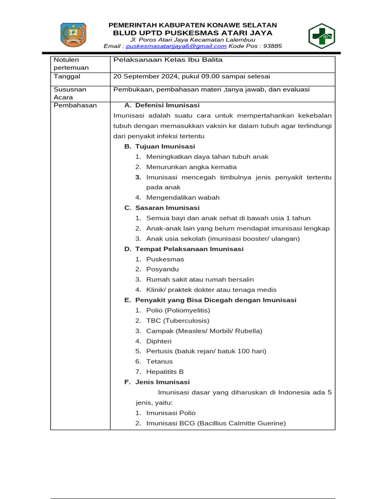 Edukasi Imunisasi dan ASI Balita | PDF