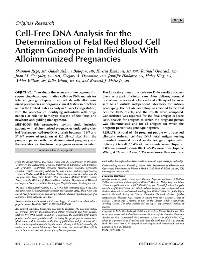 Cell Free Dna Analysis For The Determination Of.2 | PDF | Pregnancy ...