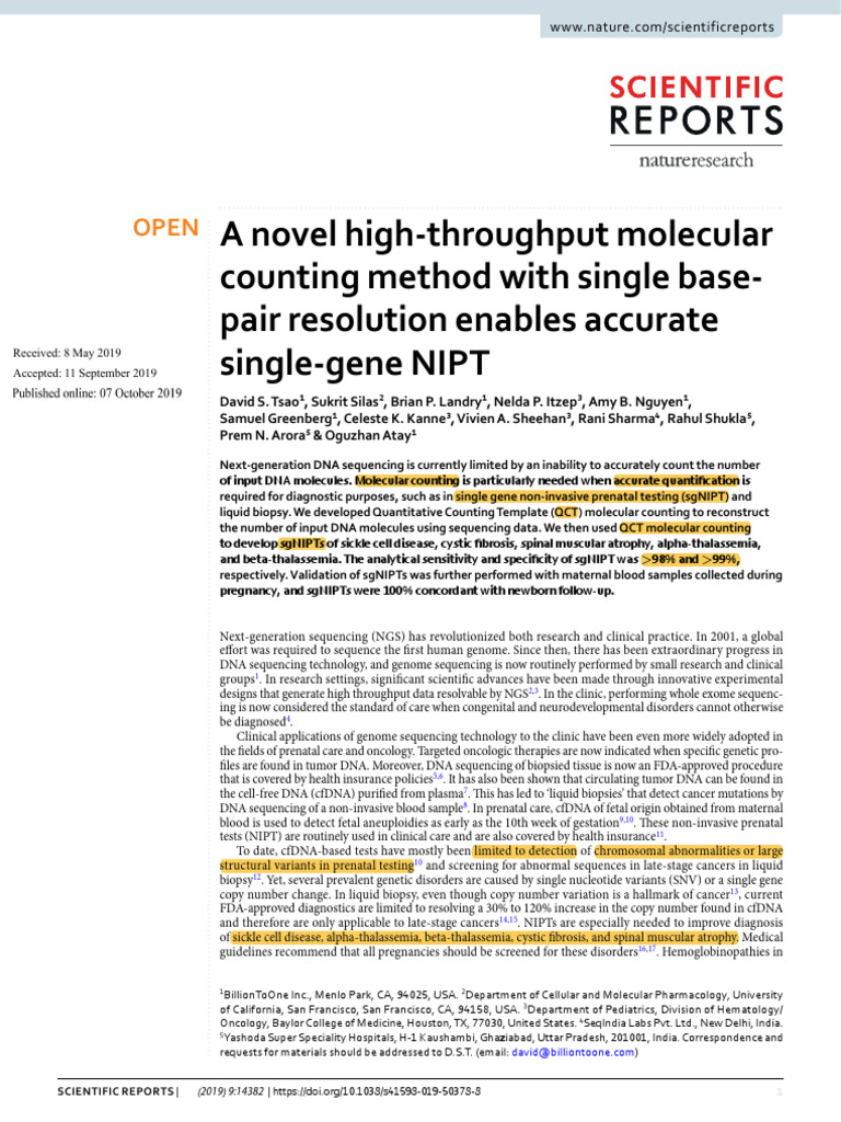 Precision NIPT for Genetic Disorders | PDF | Polymerase Chain Reaction ...