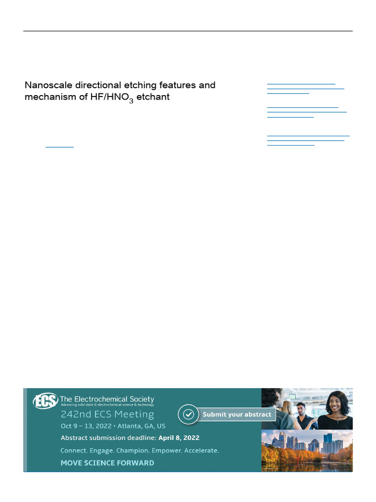 Etching HF-HNO3-Peng 2021 J. Micromech. Microeng. 31 095002 | PDF ...