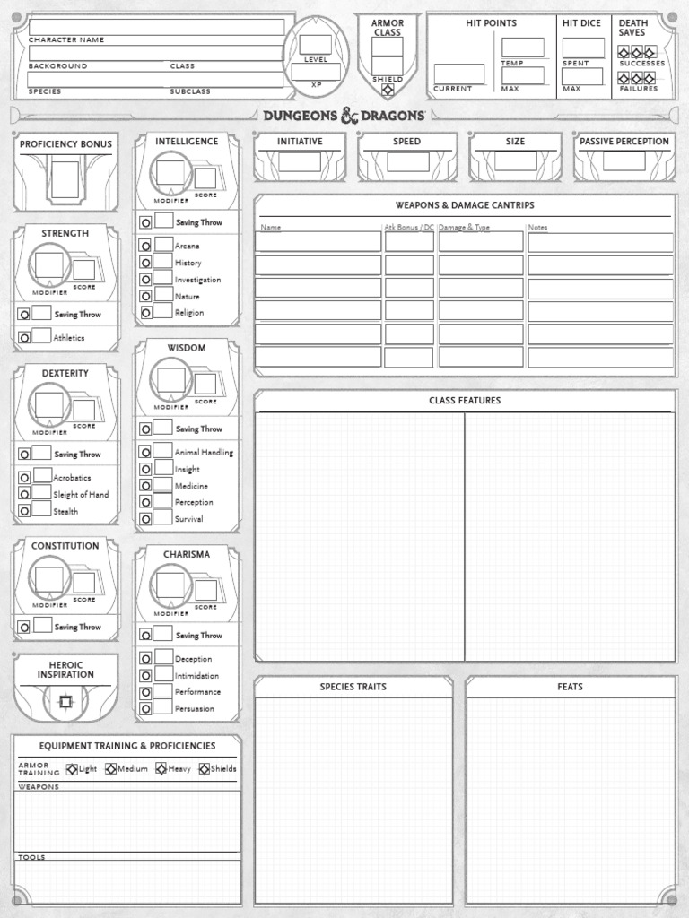 DND 2024 Character-Sheet-Fillable | PDF | D20 System | Gary Gygax Games