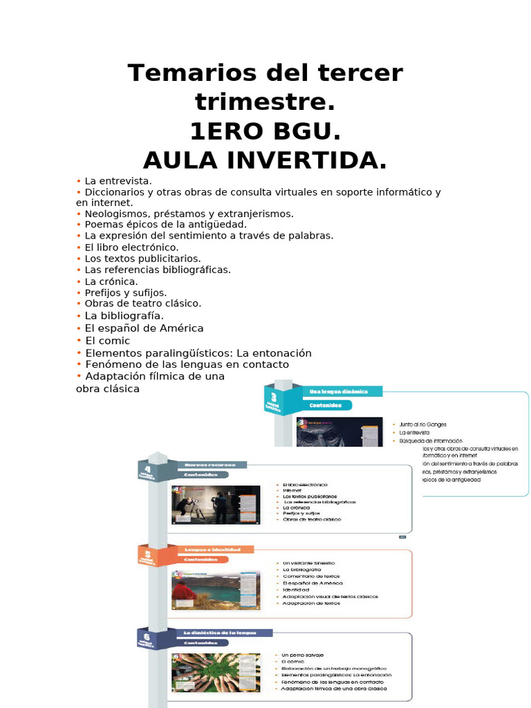 Temarios 1ero BGU Tercer Trimestre | PDF