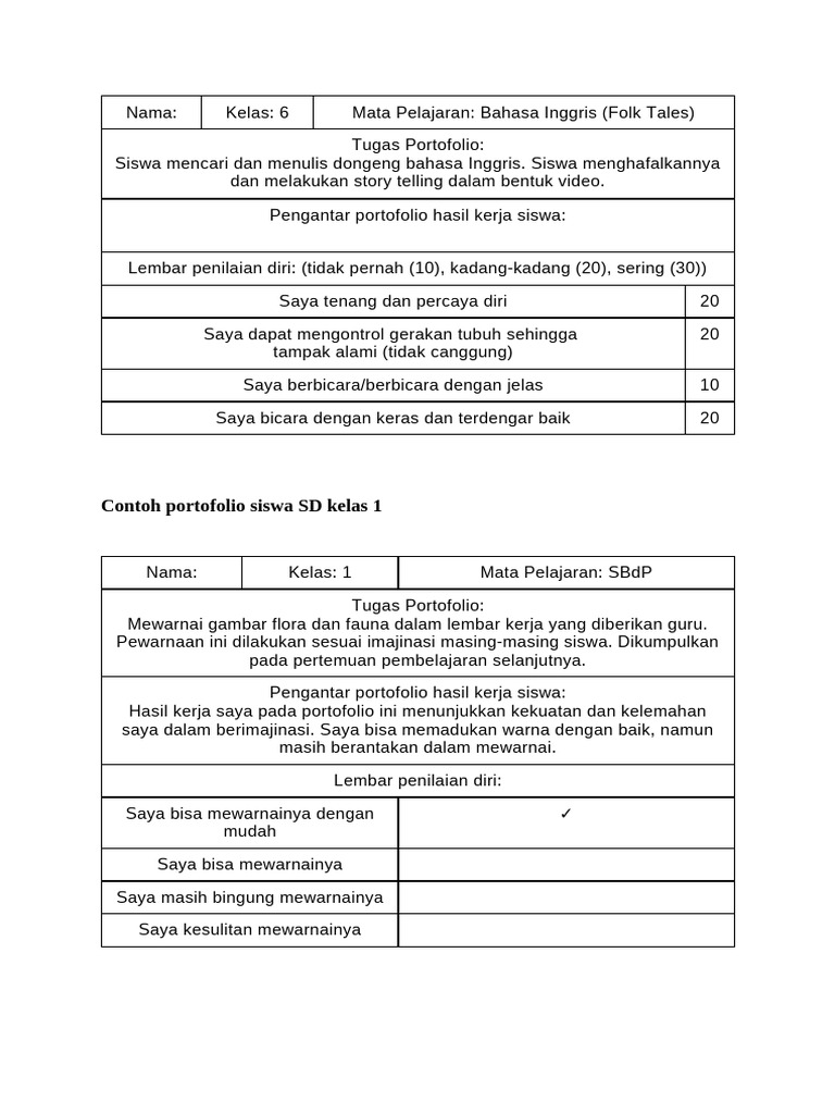 Contoh Tugas Portofolio | PDF