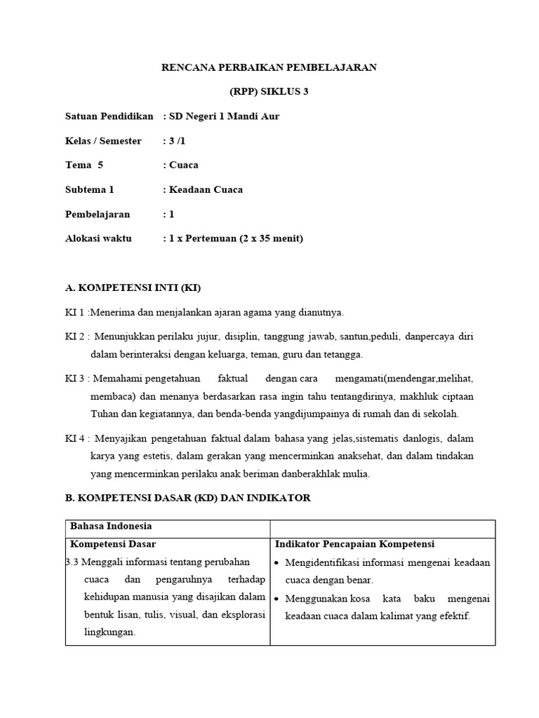 RPPP Dan Perbaikan Pembelajaran Siklus 3 (Gustinateli) | PDF | Karier ...