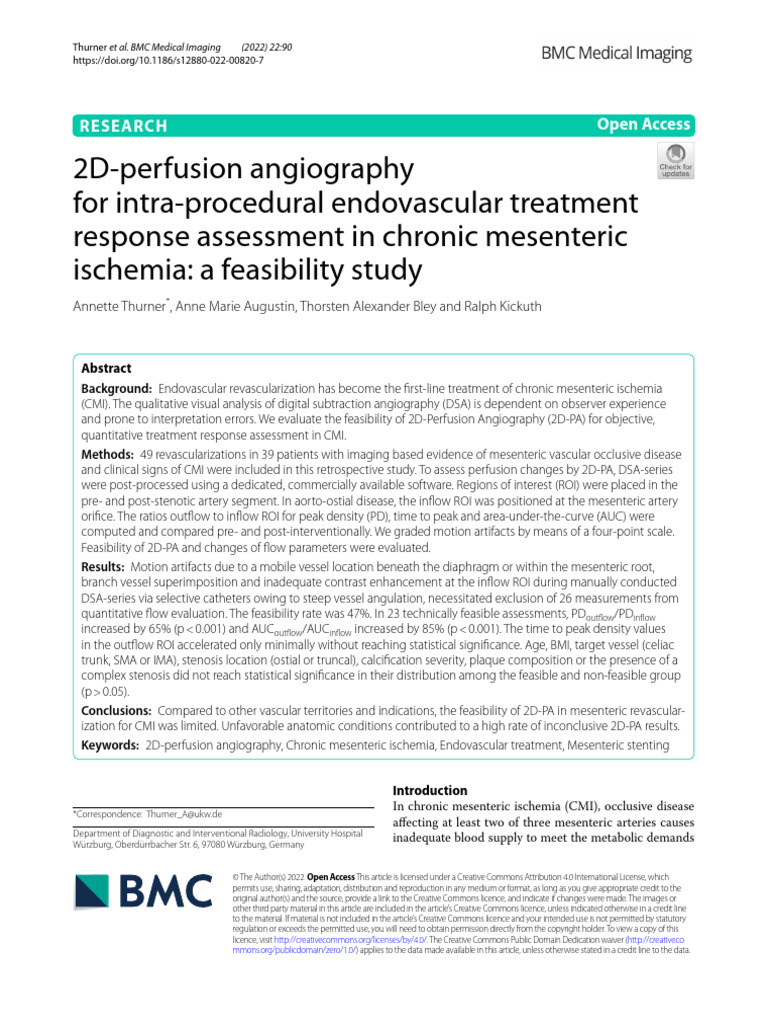 2D Perfusion Imaging For Chronic M, Esenteric Ischemia | PDF ...