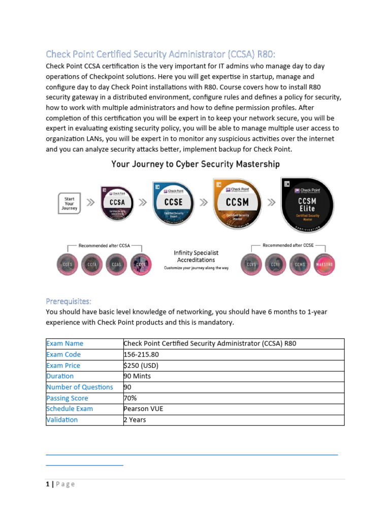 CCSA R80 Certification Overview | PDF