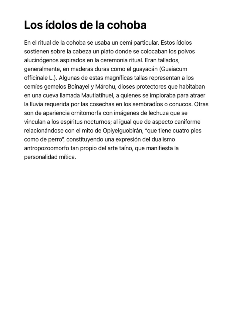 Cemíes, Dúhos y Rituales Aborígenes | PDF