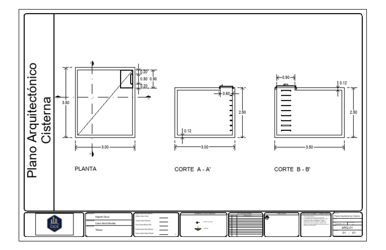 Proyecto Cisterna Plano Arquitectonico PDF | PDF
