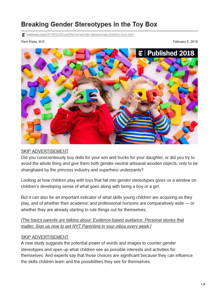Week 4 Klass Gender Stereotypes | PDF | Toys | Gender