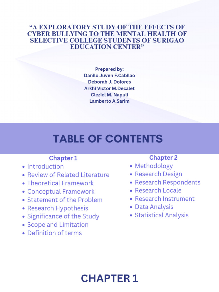 White and Purple Simple Research Proposal Presentation | PDF | Cyberbullying | Cognitive ...