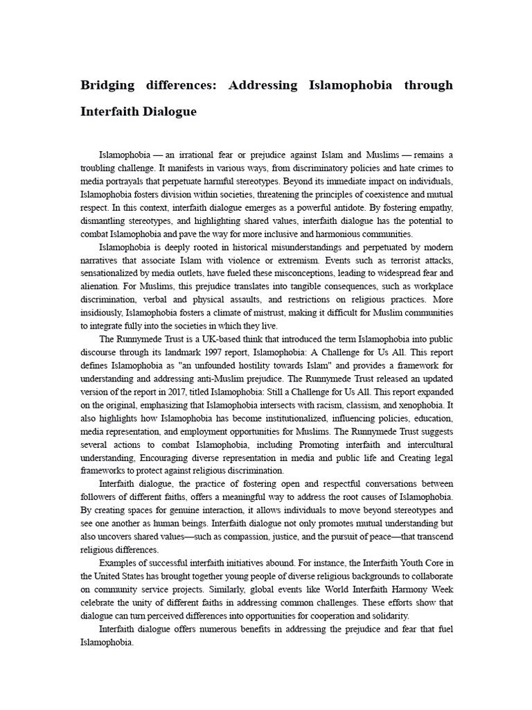 Bridging Differences in Contemporary Modern Wolrld | PDF | Islamophobia ...