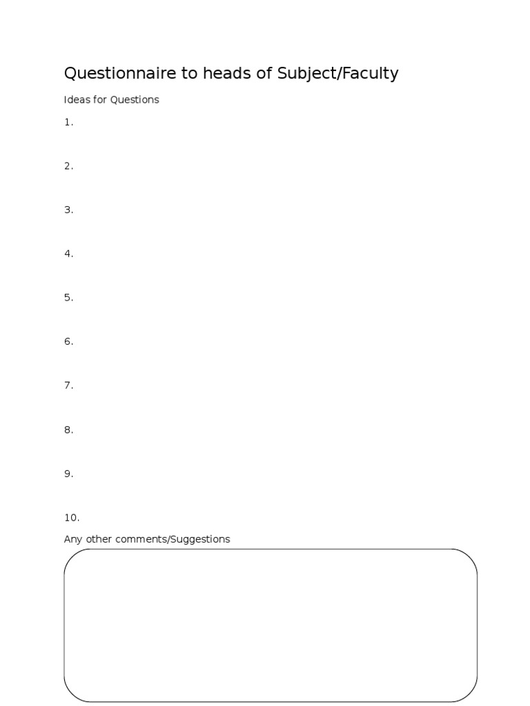 Questionnaire To Heads of Subject | PDF