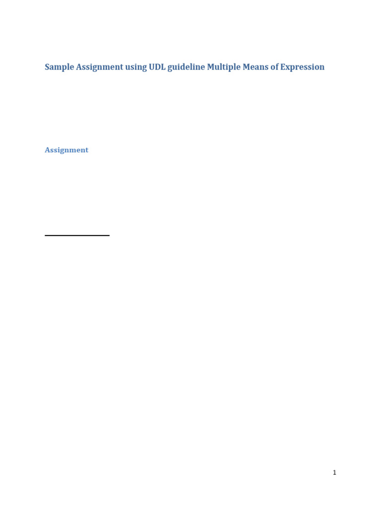 Sample Assignment Using UDL Guideline Multiple Means of Expression | PDF | Learning | Cognitive ...