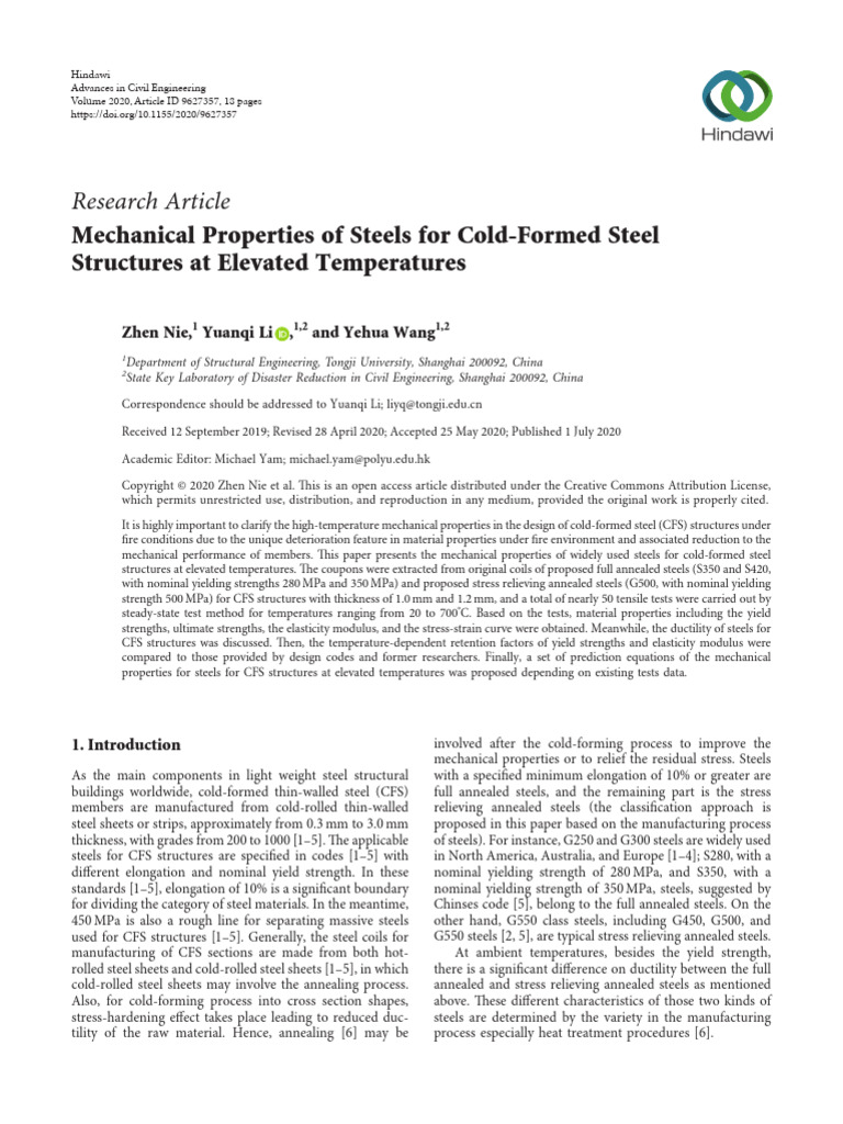 Mechanical Properties of Steels For Cold-Formed ST | PDF | Deformation ...