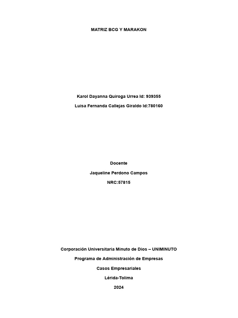 Matriz BCG y MARAKON | PDF | café | Ciencias económicas