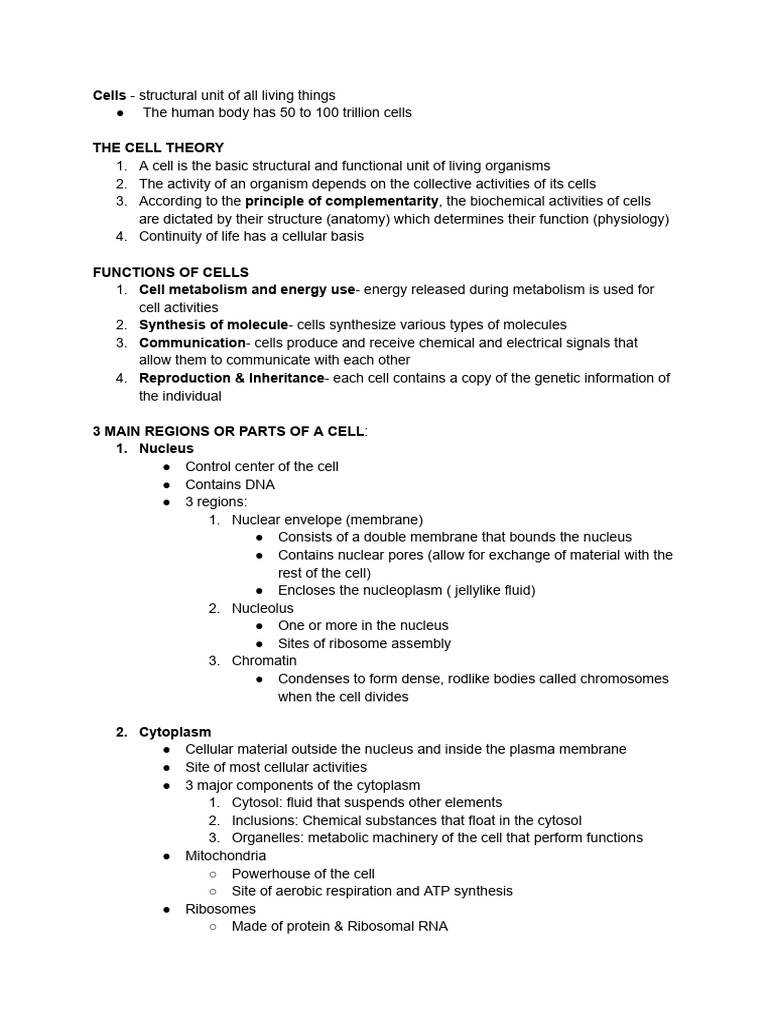 CELLS Reviewer | PDF | Cell Membrane | Mitosis