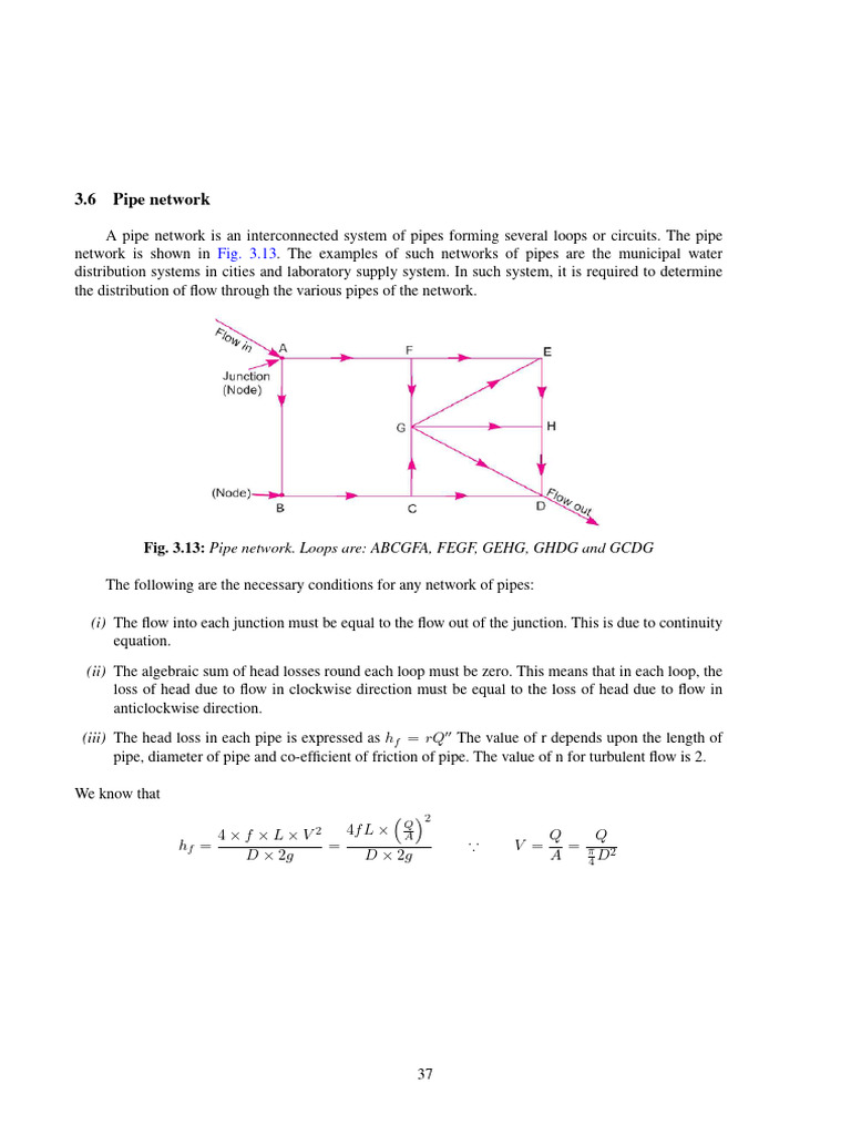 Pipe Network - Hardy Cross | PDF | Equations | Mathematics