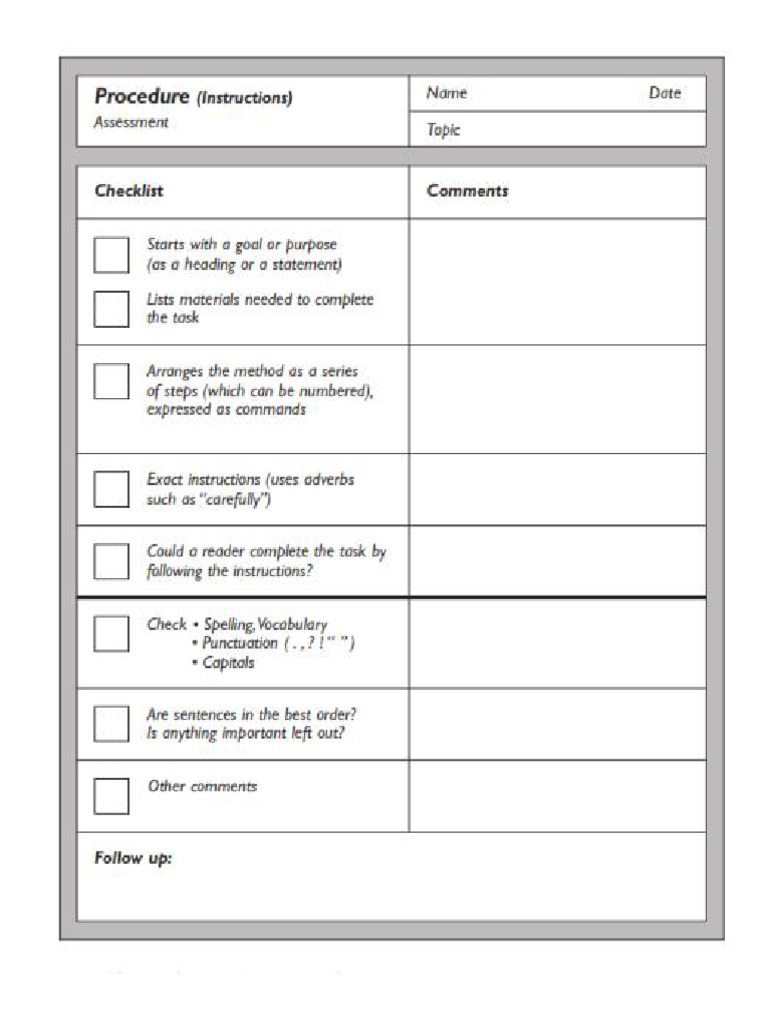 Procedural Assessment Sheet A | PDF