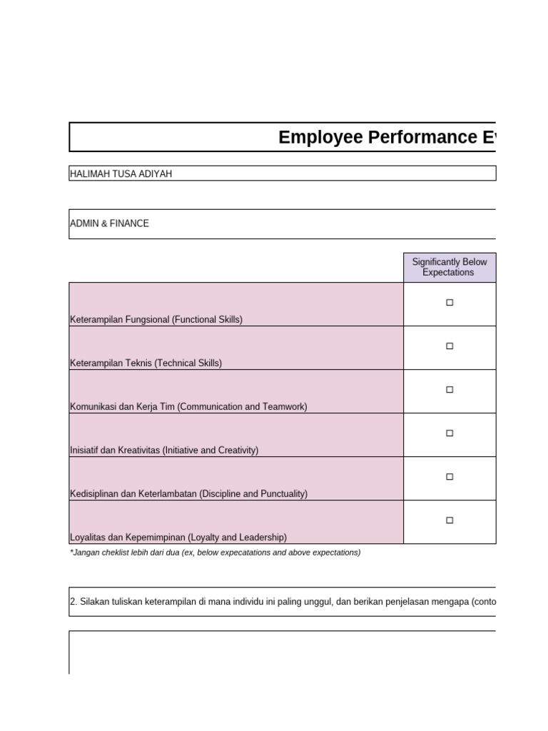 (Template Form) Employee Performance Evaluation Form | PDF