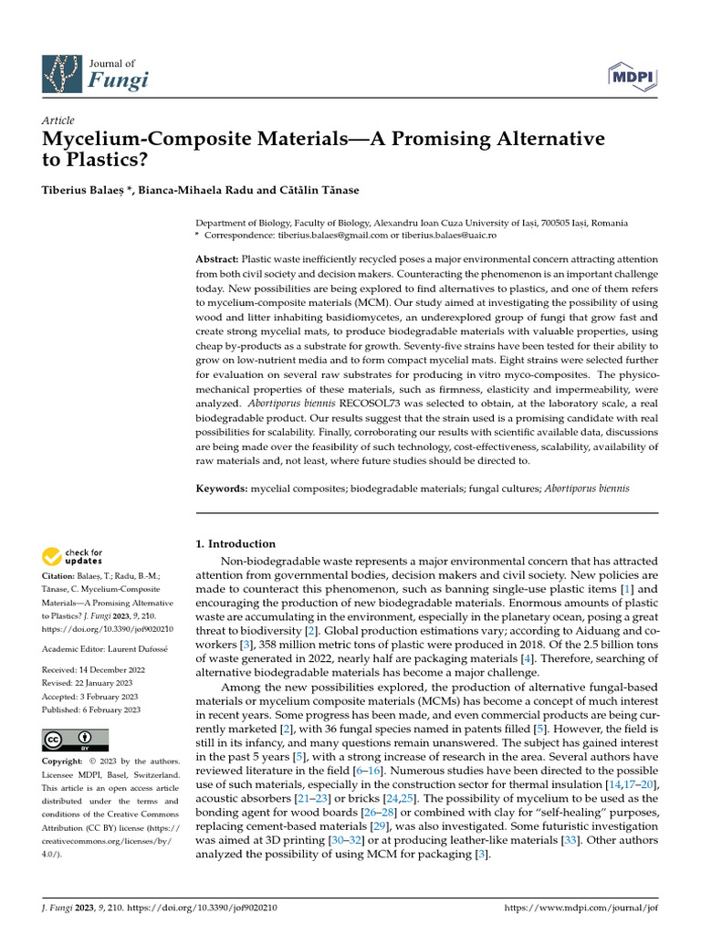 Mycelium Composite Materials | PDF | Mycology