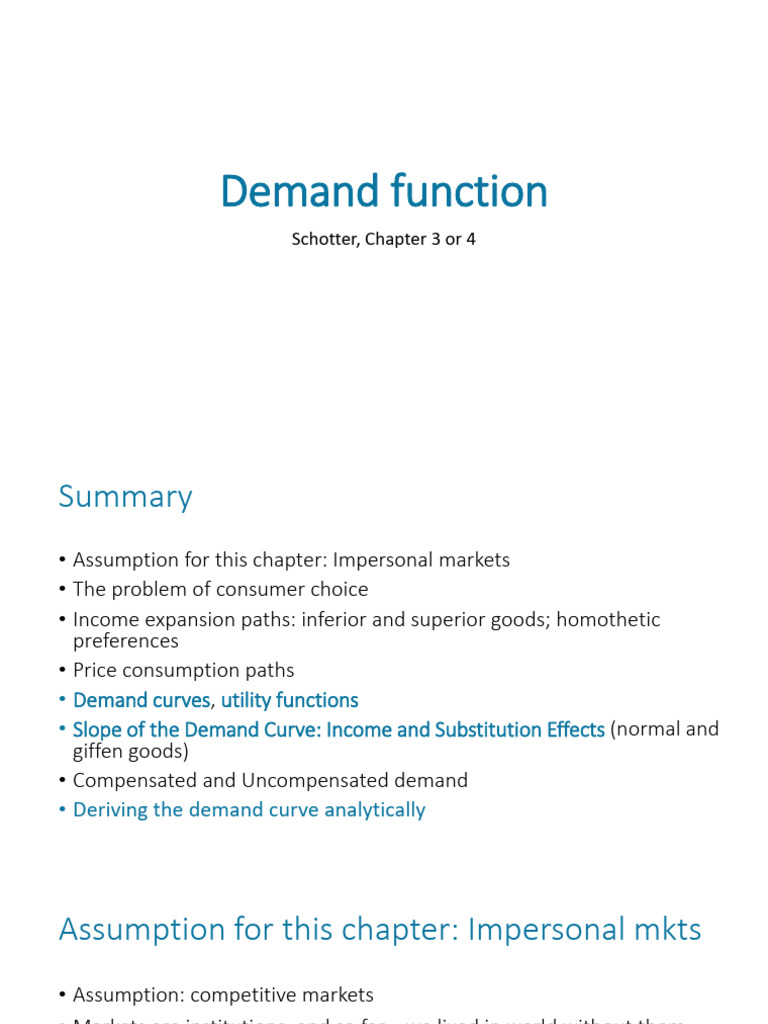 Class 04 and 05 - Demand Function | PDF | Demand | Demand Curve