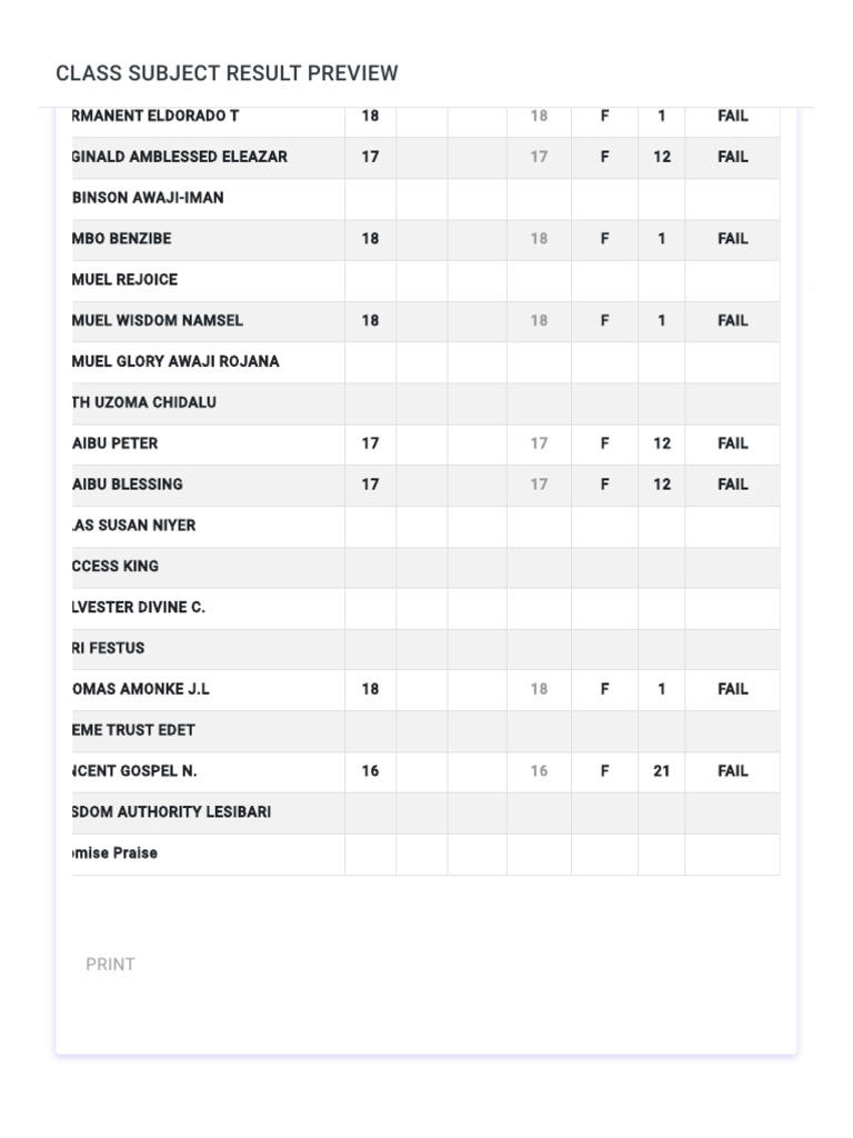 EduforSMS Marks SS1 CA1 | PDF