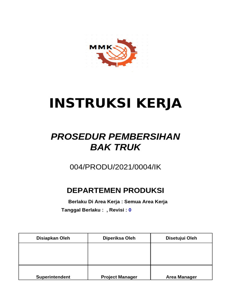 Atp004 PRODU 2021 0004 IK-PROSEDUR PEMBERSIHAN BAK TRUK | PDF ...
