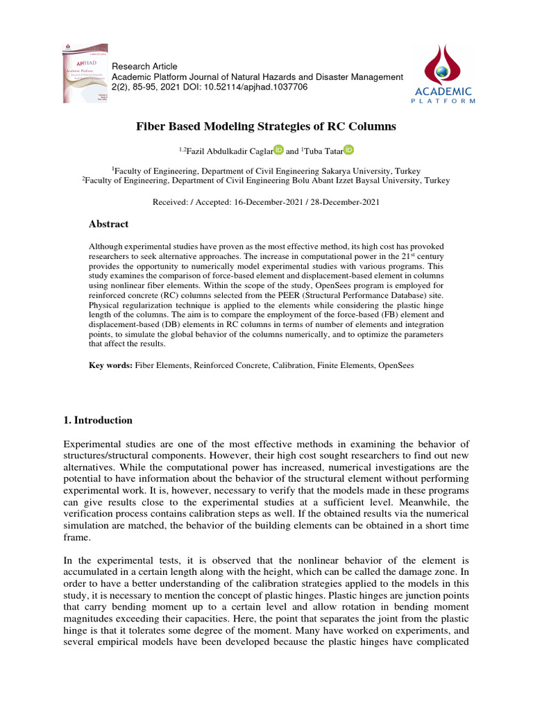 2021 Fiber Based Modeling Strategies of RC Columns | PDF | Materials ...