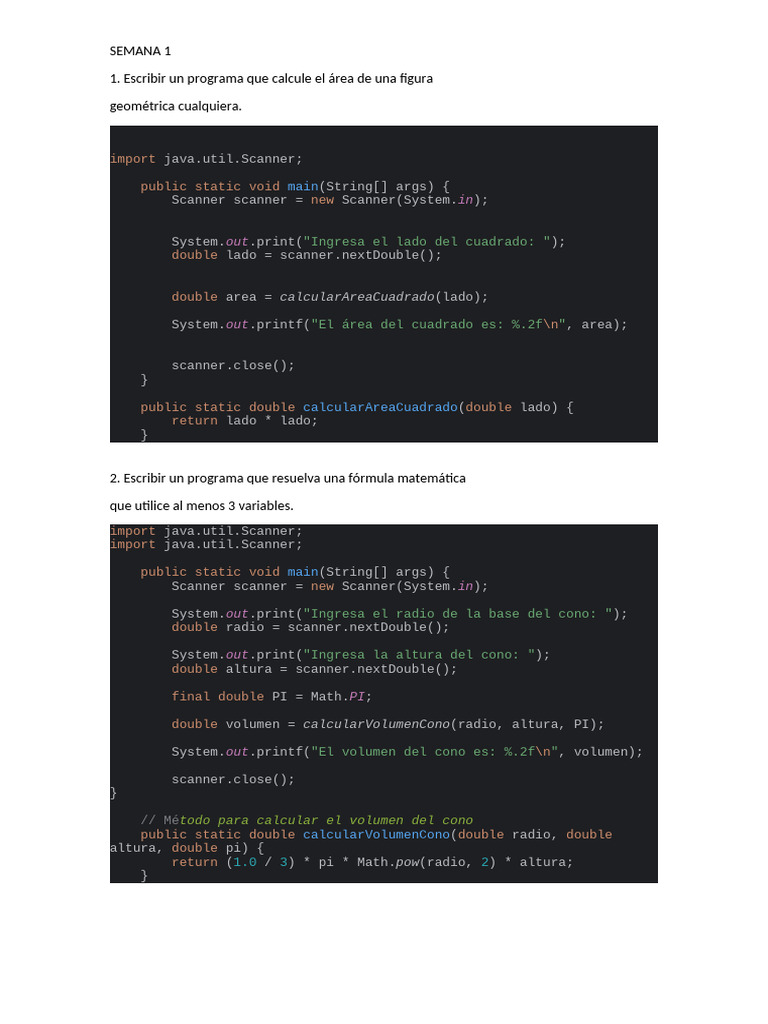Taller de Programacion | PDF | Java (lenguaje de programación) | Programación de computadoras