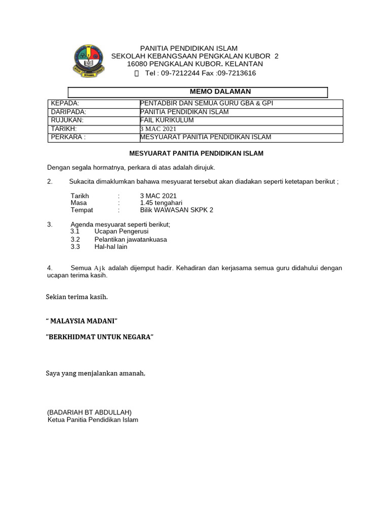 Surat Panggilan Mesy Disiplin | PDF