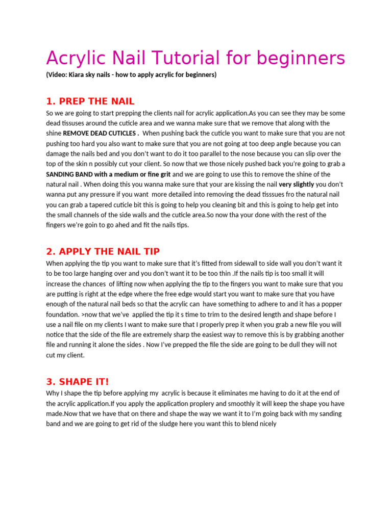 Acrylic Nail Tutorial For Beginners | PDF | Nail (Anatomy)