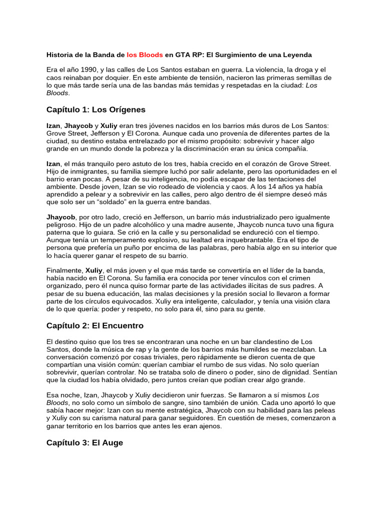 Historia de La Banda de Los Bloods en GTA RP - El Surgimiento de Una ...