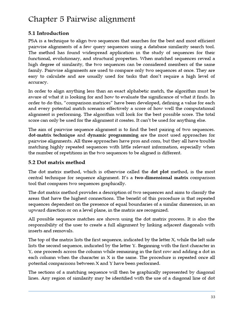 Chapter 5 Pairwise Alignment | PDF | Sequence Alignment | Mathematical ...