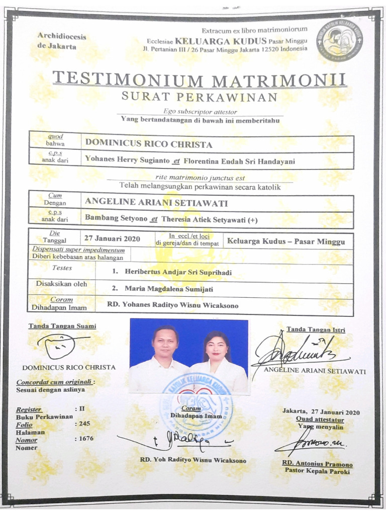 Surat Nikah Gereja | PDF