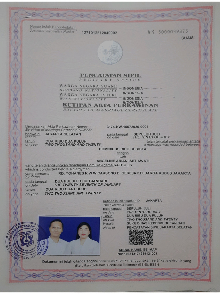 Akta Nikah Catatan Sipil | PDF