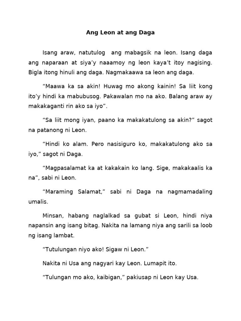 Ang Leon at Ang Daga | PDF
