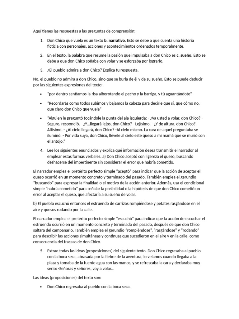 Aquí Tienes Las Respuestas A Las Preguntas de Comprensión | PDF | Hora ...