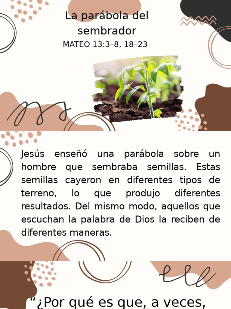 La Parábola del Sembrador: Mateo 13 | PDF | Parábolas de Jesús ...