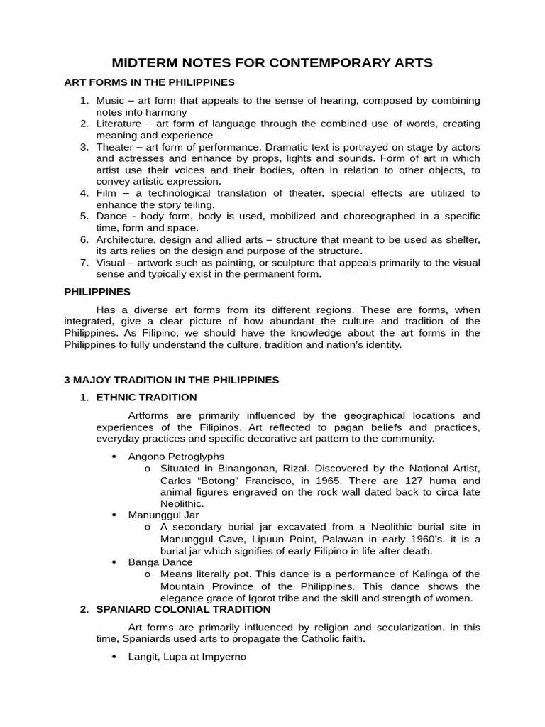 Midterm Notes For Contemporary Arts | PDF | Composition (Visual Arts ...