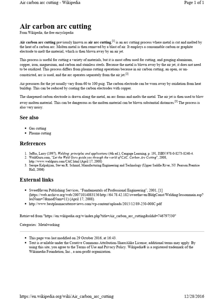 Air Carbon Arc Cutting-2016 | PDF | Metals | Building Materials