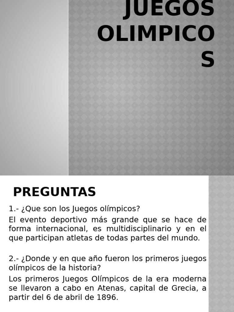 Historia y deportes de los Juegos Olímpicos | PDF