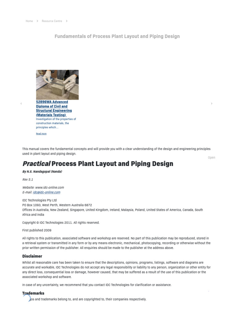 Fundamentals of Process Plant Layout and Piping Design - Engineering ...