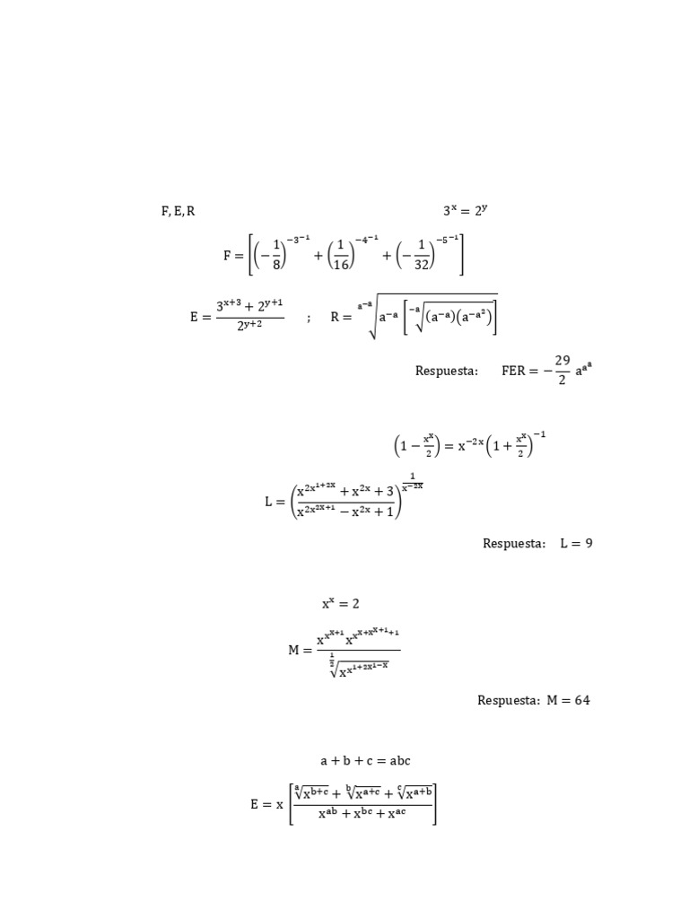 Practica de Matematica Primer Parcial | PDF | Raíz cuadrada | Ecuaciones
