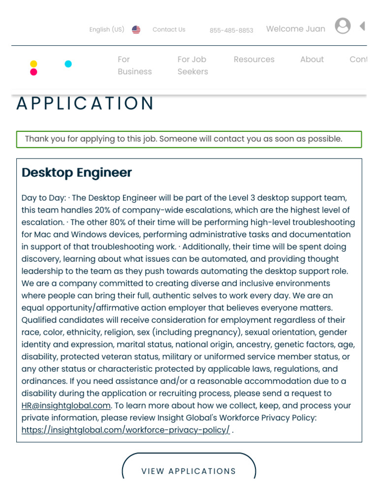 Job Application Complete - Insight Global Careers | PDF | Disability ...